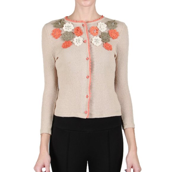 Ryu | Sweaters | Ryu Long Sleeve Khaki And Coral Cardigan | Poshmark